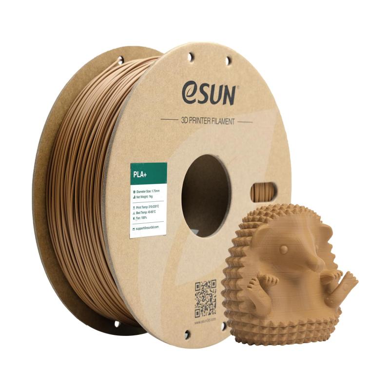 eSUN PLA Plus 3Dプリンターフィラメント PLA+ 寸法精度+/-0.03mm、1.75mm径 3Dプリンター用 正味量1KG (2.2LBS) スプール造形材料PLA材料 (ライトブラウン)【エコな材質】環境に優しいPLA材...