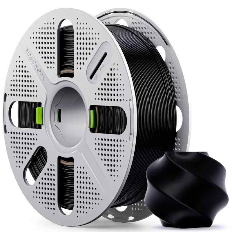 MarsWork PLA Basic 3Dプリンターフィラメント 1.75mm 1kg（2.2lbs） 乾燥済み クイックスワップ 再利用可能スプール採用 純正プロファイル Bambu Lab プリンター 対応 ブラック【2本指でクイック交...