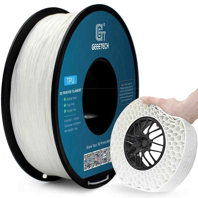 GEEETECH TPU フィラメント、ホワイト 3Dプリンタフィラメント、寸法精度+/-0.02mm 正味量1KG 1.75mm径 白 (しろ)【剛柔並せた力学性能】 GEEETECH TPU は柔軟性と構造強度を兼ね備えており、ショア硬...