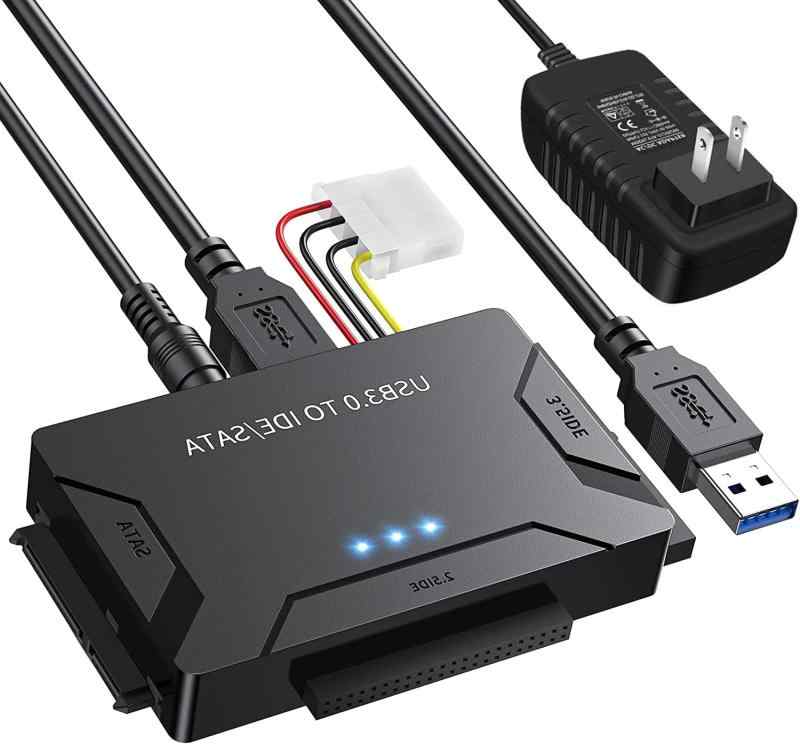 Runbod SATA USB 変換ケーブル 3.5インチ HDD IDE USB 変換ケーブル 2.5インチ HDD SSD IDE SATA USB 変換アダプター 光学ドライブ対応 最大6TB USB3.0 5Gbps高速転送 電源ア...