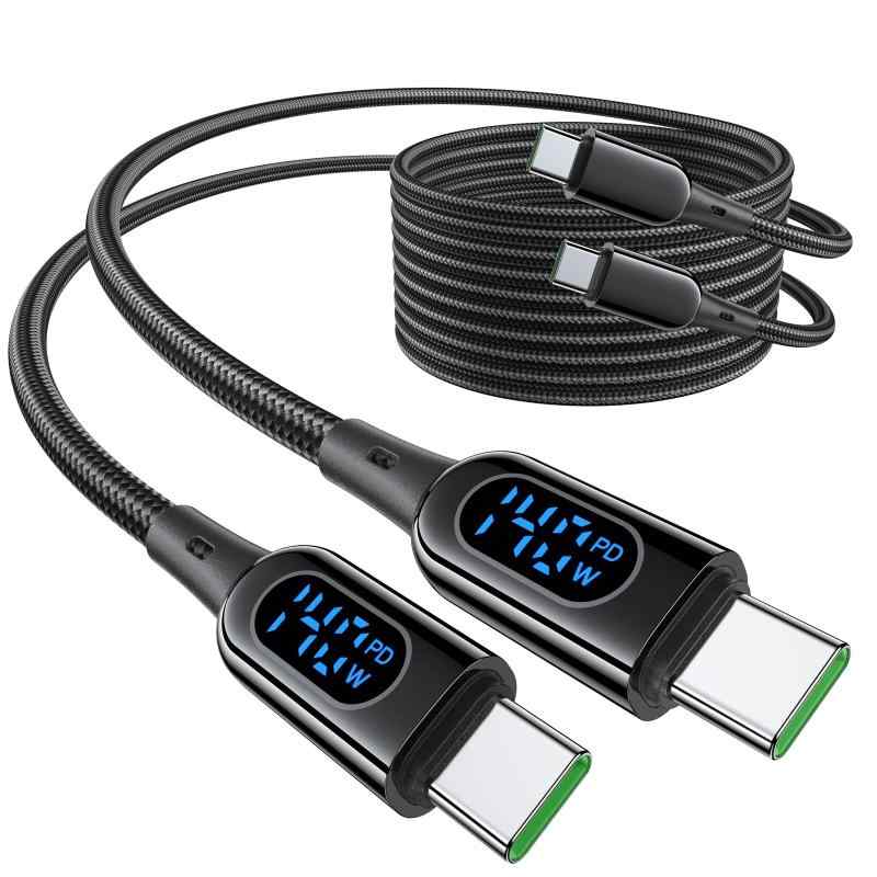 MINSLIS DC03 USB Type C ケーブル【140W/5A 2本セット】PD対応【2m】Type-C to Type-C 急速充電 出力スクリーン表示 ナイロン編み タイプc 充電コード iPhone 17/16 Pro/16...