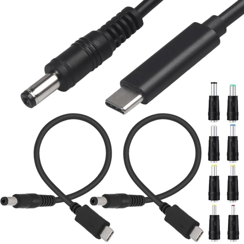 Xiatiaosann USB CからDC電源ケーブル、12V 3A Type-CプラグからDC 5.5 x 2.1mmオス充電ケーブル、USB C入力からDC出力電源コード、スタジオ用、屋外用、DCコンバーターアダプター付き（3FT、2p...