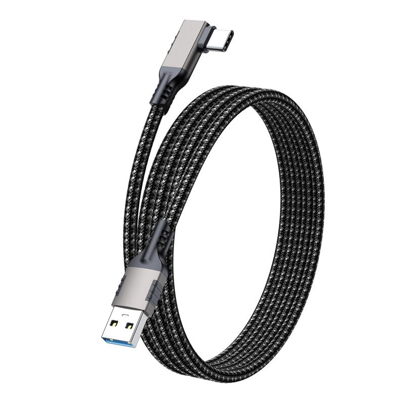 LpoieJun USB-Cケーブル 5m USB-A to Type-C L字 10Gbps PD 60W 超高速充電 タイプc ケーブル5m スマホ/タブレット/ゲーム機対応 ガンカラー（最新型)🗲 超高速10Gbpsデ...