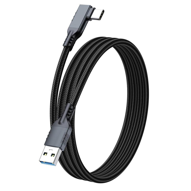 LpoieJun USB-Cケーブル 5m USB-A to Type-C L字 10Gbps PD 60W 超高速充電 タイプc ケーブル5m スマホ/タブレット/ゲーム機対応 ブラック（最新型)🗲 超高速10Gbpsデー...