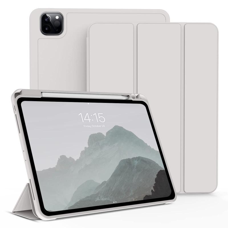 KenKe iPad Pro 11 ケース 第4/3/2世代 2022/2021/2020 カバー 軽量 柔らかいシリコン TPU材質 ペン収納 保護カバー 第2世代Pencil充電対応 3段階折り畳み可 スタンド マグネット付き 自動スリ...