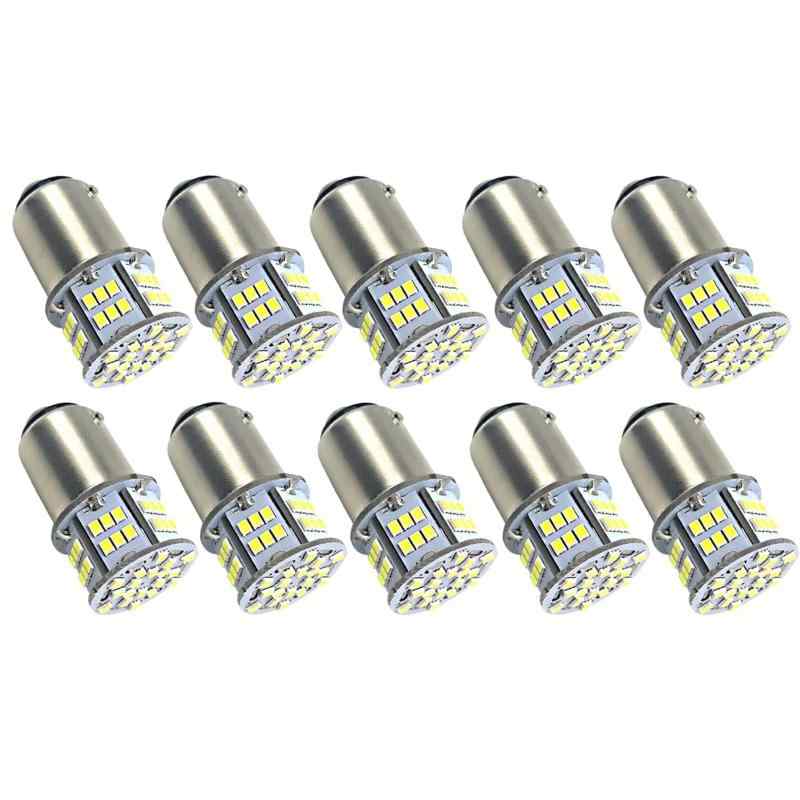 S25 ダブル 1157 BAY15D P21/5W LEDバルブ 汎用 テールライト ブレーキランプ ウインカー ポジション 12v-24v LED ライト 10個セット ホワイト 『バイク使用不可』・12V-24V対応ですので軽自動車か...