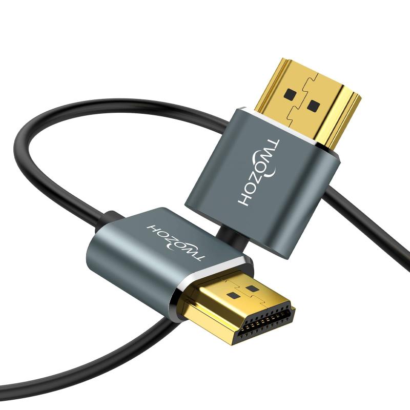 Twozoh HDMIケーブル 柔らか 1.5M HDMIケーブル細線 ハイパースリム HDMI 2.0ケーブル 軽量 4K HDMI短い 極細3D/4K@60Hz 2160P 1080P超薄型、スリムでフレキシブルなHDMIケーブル: 直...