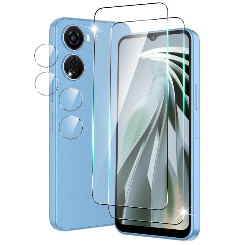 WHskyee Libero 5G IV 用の ガラスフィルム + カメラフィルム 【2枚液晶保護フィルム+ 2枚レンズ保護フィルム】硬度9H 【日本旭硝子素材採用】強化ガラス 保護 フィルム 貼り付け簡単/指紋防止/飛【対応機種】：Lib...