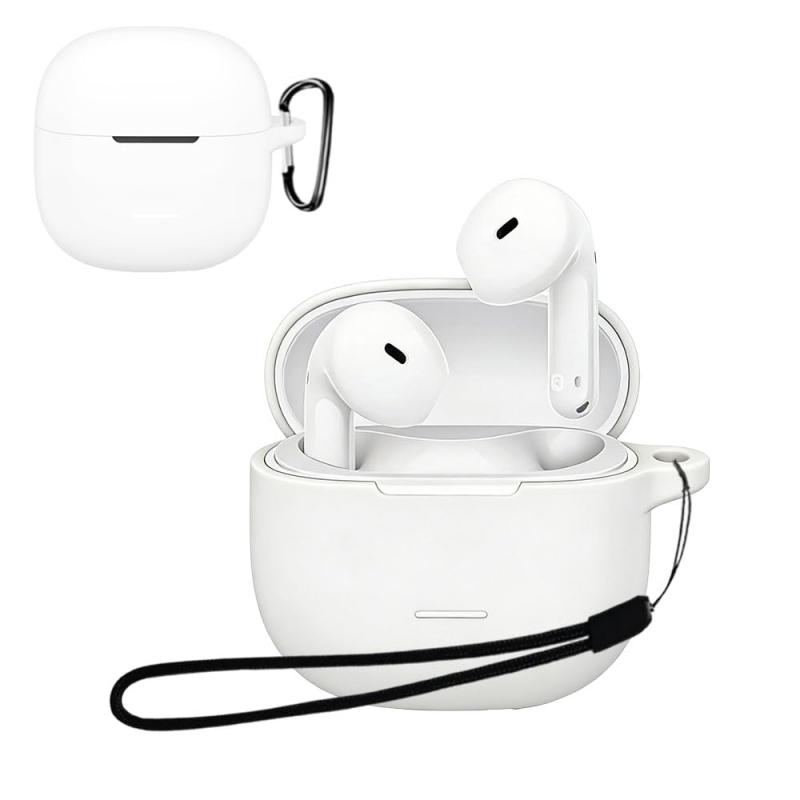 For Redmi Buds 8 ケース YILLIONS 柔らかなシリカゲルのスポーツクールなデザイン 衝撃吸収 防水 防塵 軽量 紛失防止用のフックを搭載した スリムソフト ケース カバー Redmi Buds 8 カバー（ホワイ【対応...