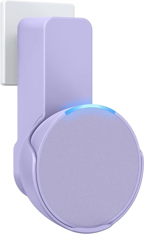 Maxonar Echo Pop 壁掛けホルダー【穴あけ不要・ケーブル収納・落下防止】スマートスピーカー対応 壁面設置スタンド 保護カバー付き パープル【Echo Pop専用設計｜ぴったりフィット】Echo Popにぴったり対応する壁掛けホ...