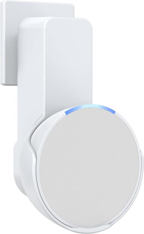 Maxonar Echo Pop 壁掛けホルダー【穴あけ不要・ケーブル収納・落下防止】スマートスピーカー対応 壁面設置スタンド 保護カバー付き（ホワイト）【Echo Pop専用設計｜ぴったりフィット】Echo Popにぴったり対応する壁掛け...