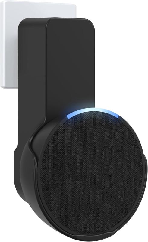 Maxonar Echo Pop 壁掛けホルダー【穴あけ不要・ケーブル収納・落下防止】スマートスピーカー対応 壁面設置スタンド 保護カバー付き ブラック【Echo Pop専用設計｜ぴったりフィット】Echo Popにぴったり対応する壁掛けホ...