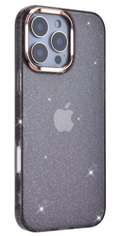 MRedoxe for iPhone 16 Pro Max ケース キラキラ ラメ クリア 韓国 いphone16ProMax ケース ゴールドライン グリッター 可愛い おしゃれ SF-16ProMax-hei【ガラスのような透明感と輝き...