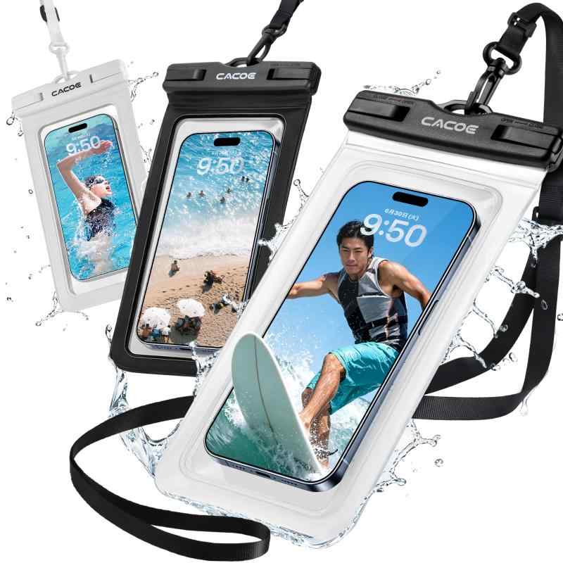 【3個セット・大容量】スマホ 防水ケース iphone用 防水バッグ 首掛け・斜め掛け ストラップ付き 水中撮影 IPX8 海 プール お風呂 指紋認証/顔認証対応 iPhone/Android 7.2インチ以下全機種対応 三[3枚入りでコ...