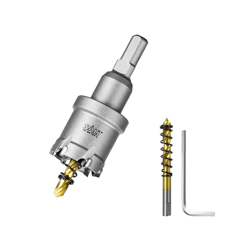 SALI 超硬 ホールソー 穴あけ ステンレス 28mm 切削工具 ホールカッター ドリルビット 電動ドリル ドライバー対応 石膏ボード・プラスチック・木材・合板・鉄板・アルミ板適用 組み立て簡単合金チップ構造&amp;耐久性優れた:バイメ...