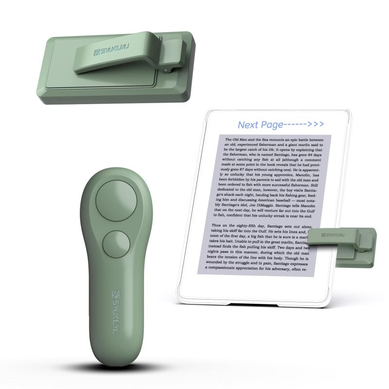 SK SYUKUYU RF リモコン ページめくり Kindle読書用 iPad Surface Comics iPhone Android タブレット 読書小説 写真撮影用 (グリーン)【幅広い互換性】Kindle(互換性のないデバイス:...