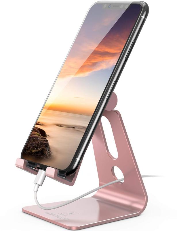 Lomicall スマホ スタンド アルミ ホルダー 角度調整 : 携帯 卓上 横 縦 スマフォスタンド アイフォン デスク 置き台 アイフォン アンドロイド, iPhone 17e 17 Air 16 15 14 plus pro pro...