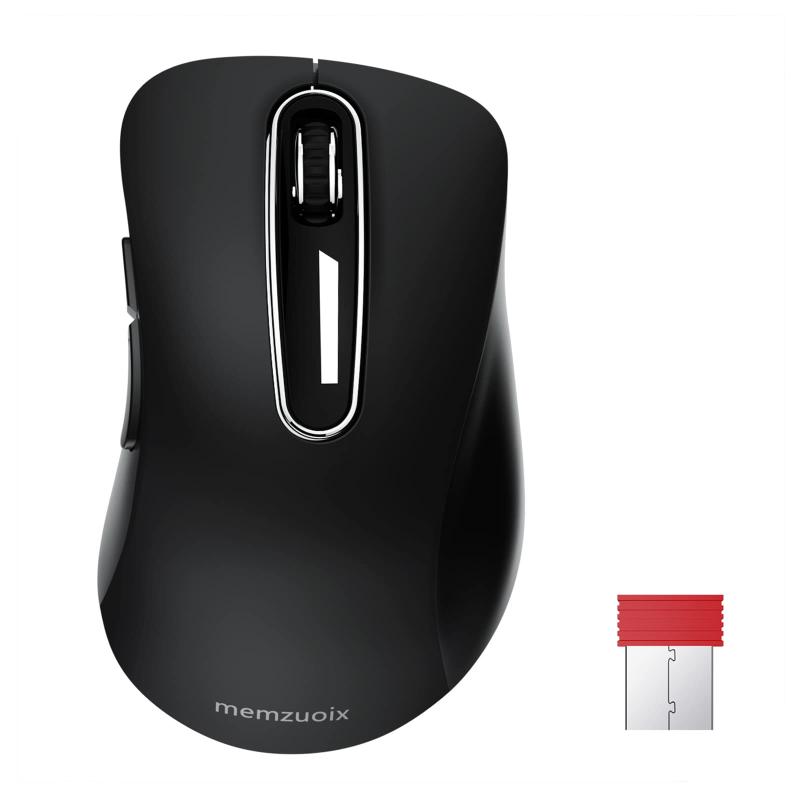 memzuoix ワイヤレスマウス 無線 2.4GHz 人間工学デザイン 長時間使用で疲れにくい 1400DPI 高精度光学トラッキング 即插即用 USB レシーバー付属 5ボタン PC ノー トMacBook Chrome OS 対応、ブ...