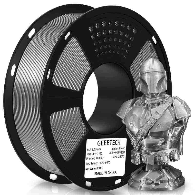 GEEETECH フィラメント PLA 3Dプリンター フィラメント 3Dペン PLA 造形材料 寸法精度+/- 0.02 mm 正味量1KG 1.75mm径 （银色/シルバー）【耐久性と信頼性】 当社の GEEETECH 1.75mm P...