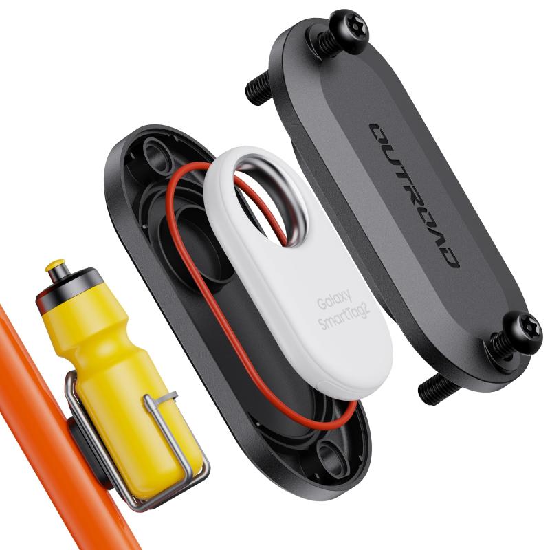 SmartTag2 バイク マウント、IPX8 防水自転車 GPS トラッカー ホルダー ギャラクシー スマート タグ 2 用、ボトル ケージの下に隠したり、単独で、拡張 M5 ブラック安全ネジ ドライバー (1 パック-SmartTag2...