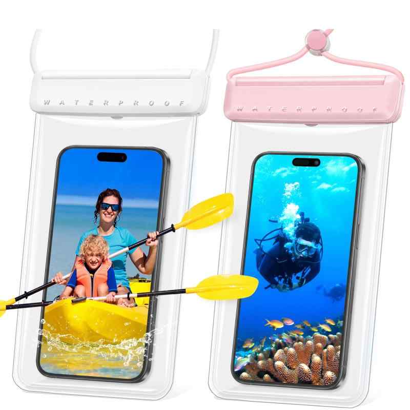 スマホ 防水ケース 【新登場 &amp; 2枚セット】 IPX8完全防水 指紋/Face ID対応 高透過率 水中撮影 防水スマホケース お風呂 山登り 海水浴 釣り プール など適用 タッチ快適 iPhone/Android 7...