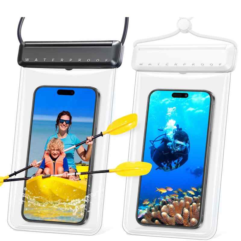 スマホ 防水ケース 【新登場 &amp; 2枚セット】 IPX8完全防水 指紋/Face ID対応 高透過率 水中撮影 防水スマホケース お風呂 山登り 海水浴 釣り プール など適用 タッチ快適 iPhone/Android 7...