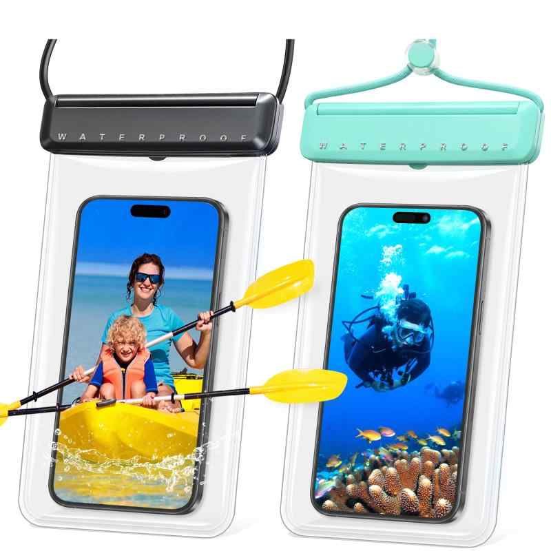 スマホ 防水ケース 【新登場 &amp; 2枚セット】 IPX8完全防水 指紋/Face ID対応 高透過率 水中撮影 防水スマホケース お風呂 山登り 海水浴 釣り プール など適用 タッチ快適 iPhone/Android 7...