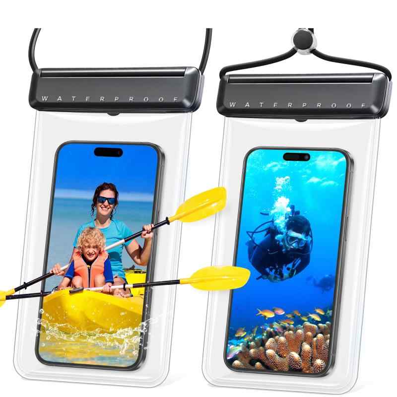 スマホ 防水ケース 【新登場 &amp; 2枚セット】 IPX8完全防水 指紋/Face ID対応 高透過率 水中撮影 防水スマホケース お風呂 山登り 海水浴 釣り プール など適用 タッチ快適 iPhone/Android 7...