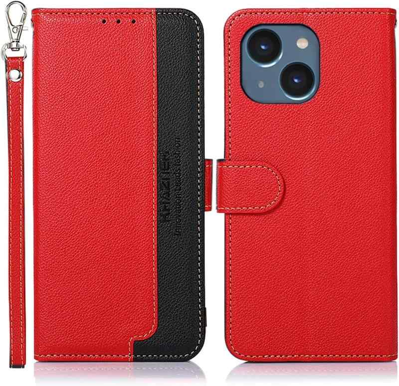 WANWO For iPhone 15 Plus ケース 手帳型 アイフォン 15 プラス カバー 財布型 ストラップ付き [RFIDブロッキング] 高級PUレザー マグネット開閉式 カード収納 横置きスタンド機能 耐衝撃 人気 便利 お【...