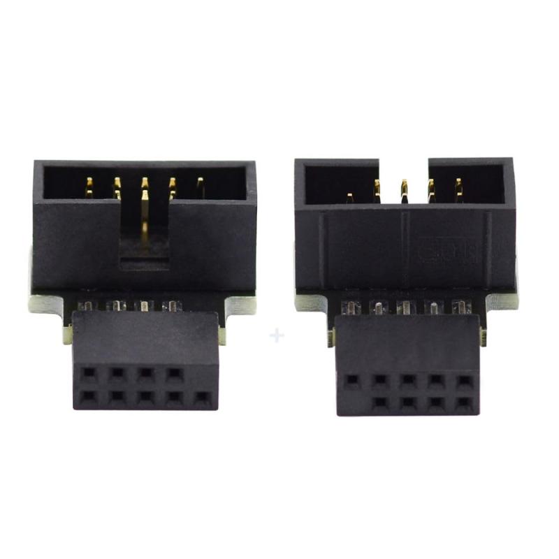 chenyang USB 2.0 フロントパネルヘッダー 9/10ピン オス-メス 90度角度 ジェンダーチェンジャー コネクターアダプター 2個パックUSB 2.0 9ピン 10ピン マザーボードヘッダー オス-メス 90度角度延長コネク...