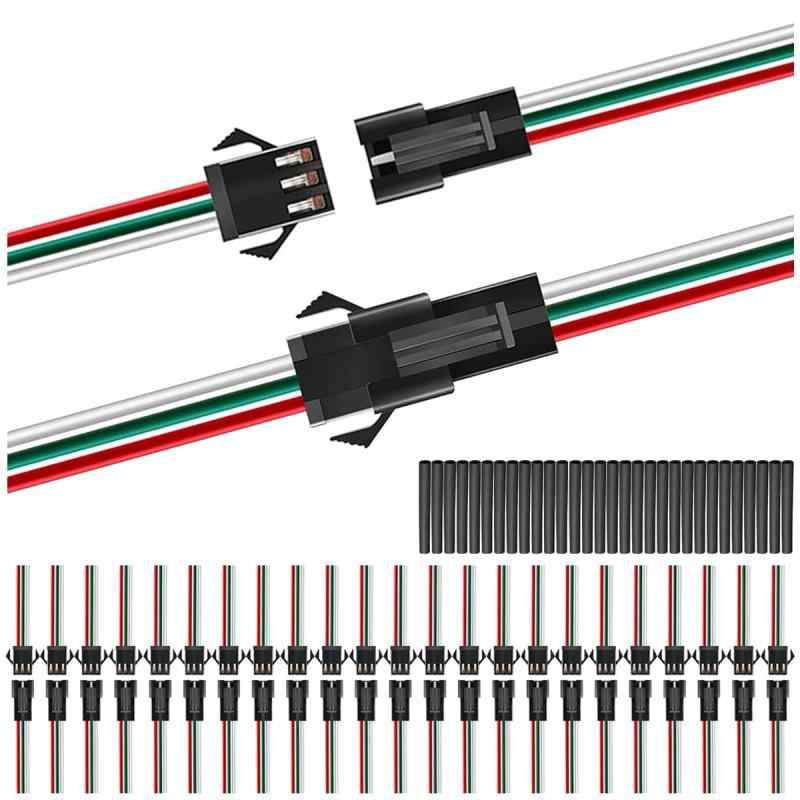 MKBKLLJY 25 ペア JST SM 3 ピンプラグオスとメスコネクタケーブル UL1007 22AWG 100mm シリコンワイヤーと熱収縮チューブ付き WS2812B WS2812 WS2811 SK6812 LED ストリップラ...