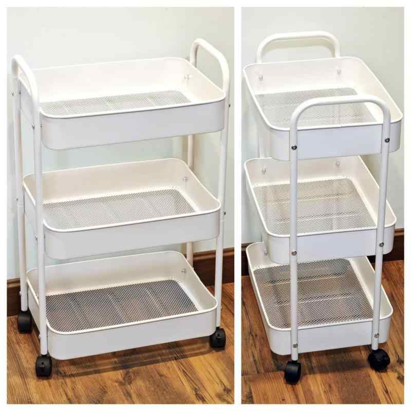 Secchuu キッチンワゴン スチール製ボデイ 3段タイプ 耐荷重45KG 幅42cm×奥行31cm×高さ72cm シンプルさ 収納ワゴン キャスター付き スムース移動 組立商品 (白色, 通常3段)【合金鋼構造】頑丈な合金構造、大容量で...
