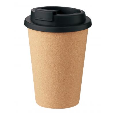 ダブルウォール　コルクタンブラー330ml（@180円税別 80個単位 メーカー直送品） 温かみのあるコルク素材のタンブラー 二重構造で結露しにくく、コーヒーテイクアウトに最適 結露しにくい二重構造（※真空二重構造ではありません）で コーヒ...