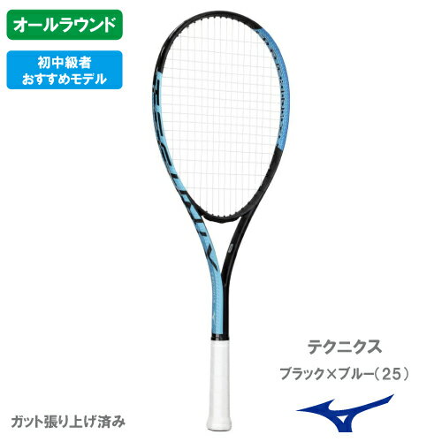 メーカーミズノ 品番TECHNIX63JTN677 フェイス面積95平方インチ 長さ685mm 平均重量（フレームのみ）200g バランス（フレームのみ）290mm グリップサイズ00G 適正テンション20‐35lbs 素材グラファイト+グ...