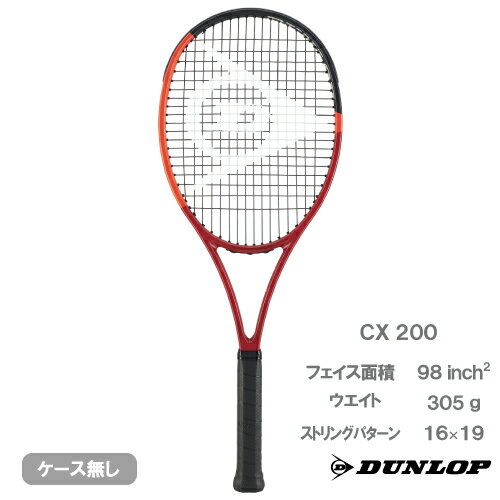 メーカーダンロップ 品名CX200 商品説明多彩なショットを自在に打ち込めるアスリートモデル。 フェイス面積98平方インチ フレーム平均重量平均305g バランス平均315mm 長さ27.0inch フレーム厚21.5mm グリップサイズG...