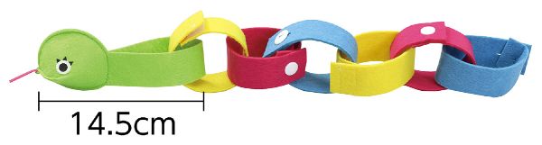 商品の説明 ⇒ 他のクラフト工作用品を見る 商品説明：手先を器用に使って長いヘビをつくろう！つなぎ方はスナップボタン・穴ボタン・面ファスナーの3種類！商品サイズ（単位mm)：セット内容：重量（g）：22g材質：ポリエステル包装形態：PP袋入...