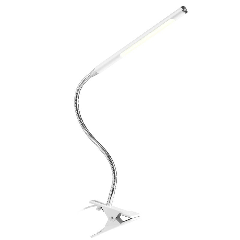 定格消費電力：5.5W 定格入力：5V 1A 全光束：約 125 lm 照度：約 500 lux 設計寿命：約 30000 時間 スイッチ：ON / OFFスイッチ 本体寸法：セード長約245mm アーム長約350mm クリップ横幅約60m...