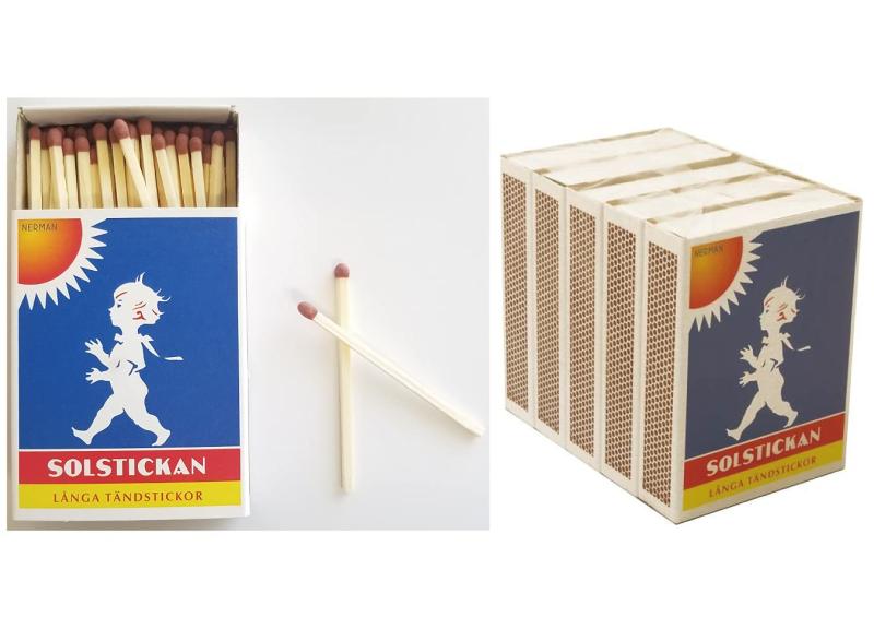SOLSTICKAN燐寸 スウェーデン式安全マッチ（5個セット）SOLSTICKAN燐寸 スウェーデン式安全マッチ（5個セット）1箱のサイズ：70 mm x 53 mm x 16 mm1箱の重量：約16g1箱の内容量：約60本マッチが入って...