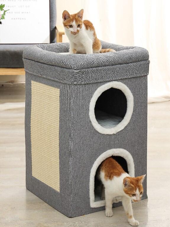 キャットハウス ボックス ペットハウス 爪研ぎ付き 折畳み可能 洗える ペット ハウス 猫 犬 二段 三段 キャットハウス ダンボール 洗濯可能 ペット用品 猫用品 犬用品 小型犬 送料無料 プレゼント ギフト 学生用 学校用 敬老の日 公...