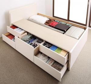 商品名ダブルベッド 2人 フレームのみ チェストベッド ミドル ベッド下収納 引き出し付き 大容量 宮付き ヘッドボード 枕元 棚 ラック 携帯置き ティッシュ置き メガネ置き リモコン 頭上 収納 コンセント ゲーム ケーブル スマホ 充...