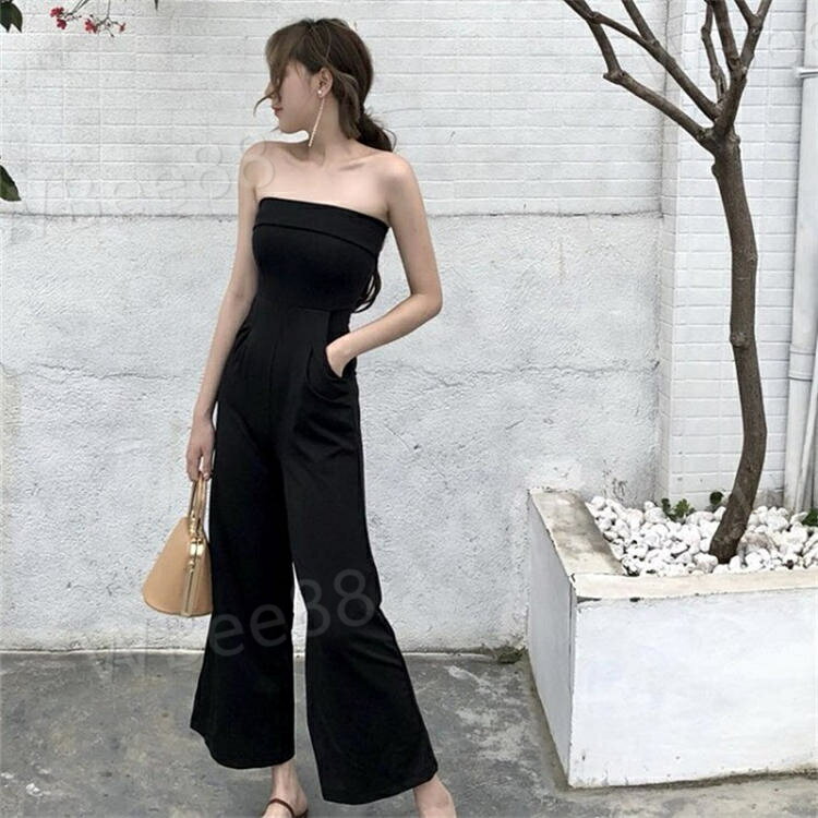 ※バックセンター側にファスナーがあります。 夏らしいチューブトップ＋ワイドパンツのジャンプスーツです。ブラックのアンクル丈がな印象。シンプルデザインでパーティにも着回しできるアイテムです。【カラー】ブラック【サイズ】S／M／L／XL【サイズ...