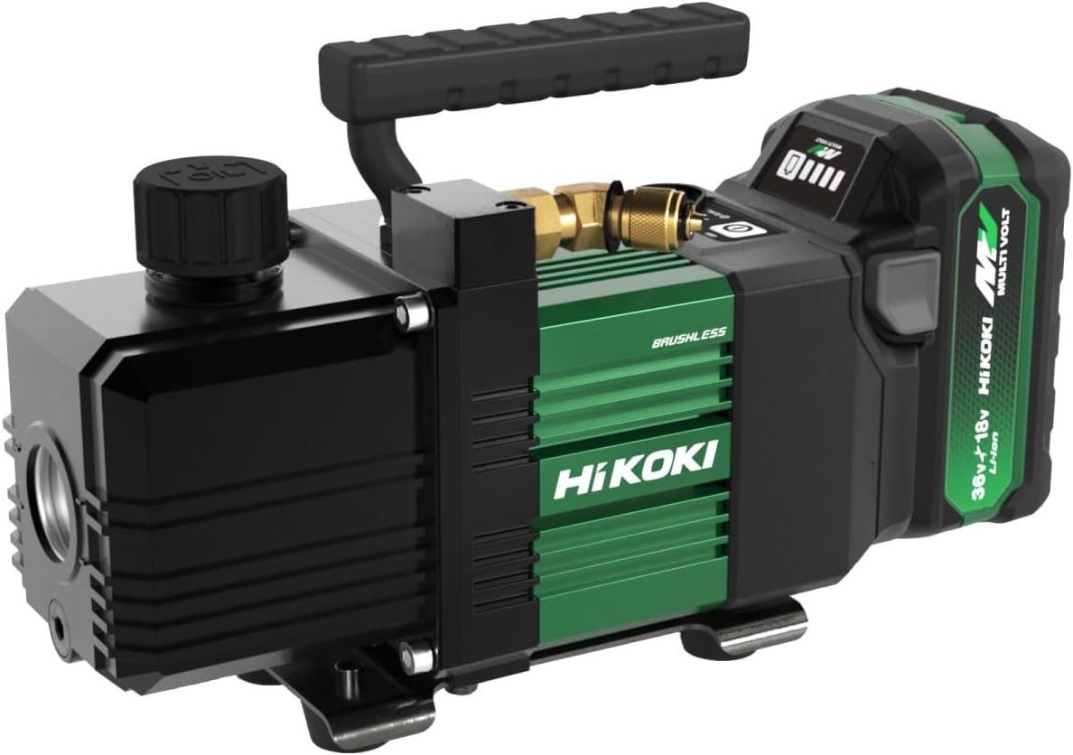 HiKOKI コードレス真空ポンプ UP18DYA（マルチボルト対応） 一般住宅用から業務用エアコンまで対応。軽量・コンパクトで持ち運びしやすいコードレス真空ポンプ。 ■主な特長 一般住宅用～5馬力クラスの業務用エアコンまで対応 コードレス...