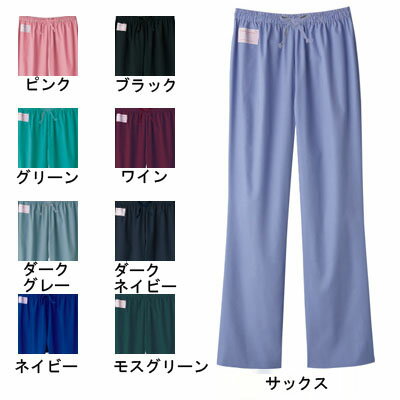 商品説明●オールシーズン用●素材/スクラブポプリン ポリエステル65%・綿35%●総ゴム/後ろポケット付/ウエストひも入●サイズ：SS(ウエスト/53、ヒップ/100、股下/67、W適用寸法/52〜59)、S(ウエスト/60、ヒップ/105...