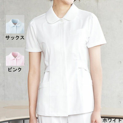 商品説明●春夏用●素材/ドミナントニット ポリエステル100%●ウエストベルト(ボタンタイプ)。右腰ポケット内側ペン差し布付/左胸ポケット/両脇ポケット/袖下ゴム入り●サイズ：S(着丈/63、肩巾/37.5、胸囲/93、袖丈/19)、M(着...