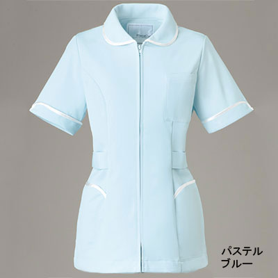 商品説明●春夏用●素材/ハーフウェーブニット ポリエステル80%・綿20%●制電加工・吸水防汚加工・透け防止素材・ストレッチ素材。右腰ポケット内にペン挿し付き。●サイズ：S(着丈/66、胸囲/92、肩巾/37、袖丈/23)、M(着丈/68、...