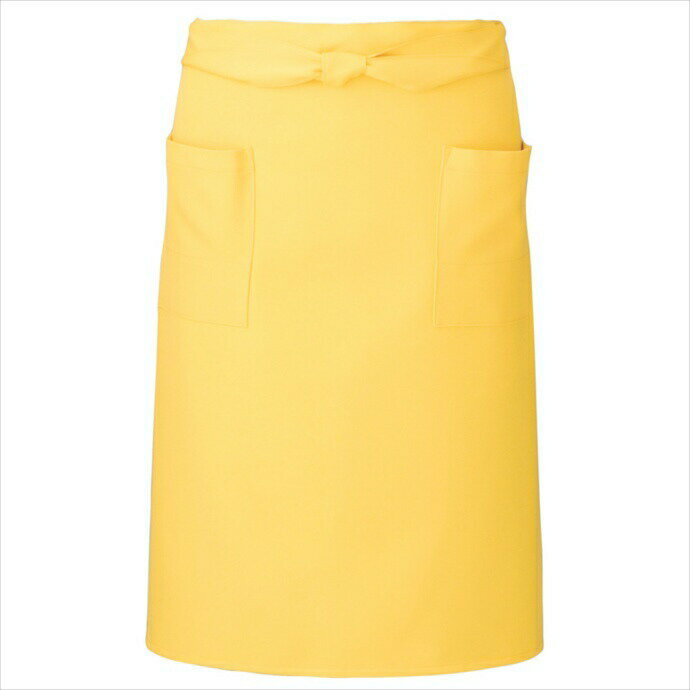 ●飲食業・サービス業に使い勝手の良いミドル丈エプロン。15色展開。●素材/ストレッチギャバ　ポリエステル100％　・帯電防止・ストレッチ・撥水加工●F　丈：65cm●（001）ホワイト・（004）グレー・（005）グリーン・（008）ネイビ...