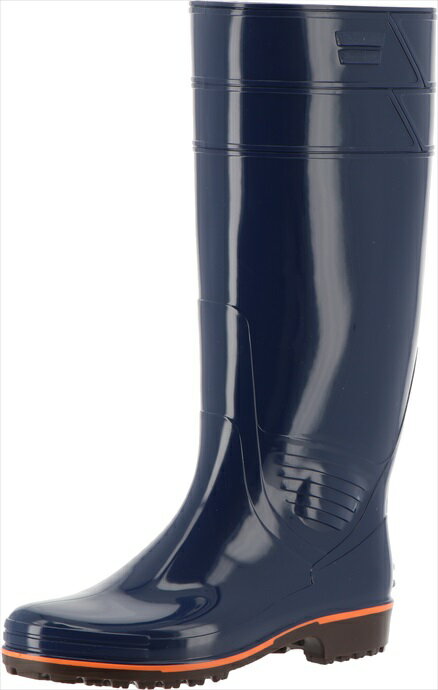 丈が長い耐油性のPVC長靴。オレンジのラインが目印。 水産市場や漁協で長く愛用される長靴です。 ■サイズ：23.0cm〜28.0cm、29.0cm ■外　寸：41.5cm（26.0cmの場合） ■抗菌、耐油配合※画像のカラーは、撮影時の照明...