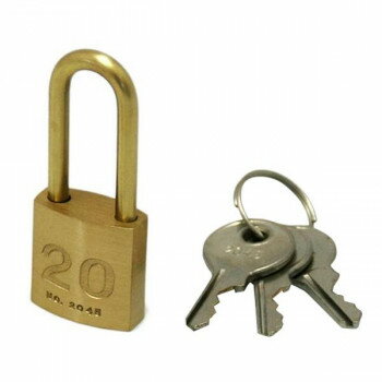 シリンダー錠タイプの南京錠です。サイズ幅20×奥行10×高さ50mm個装サイズ：1×8×5cm重量個装重量：40g素材・材質本体:真鍮、つる:真鍮仕様付属キー×3生産国中国fk094igrjs