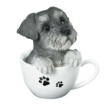 カップに入ったシュナウザーのオーナメント。お部屋の雰囲気を可愛らしくします。※お使いのPCモニターの設定によって、実際の商品と色味が若干異なる場合がございます。ご了承ください。サイズW130×H145×D115mm個装サイズ：14.1×17...