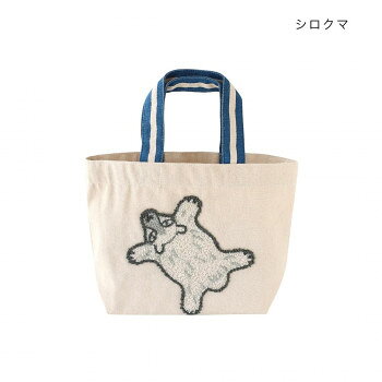 はく製のようだけどなんだかおとぼけ顔な動物たちがトートバッグになりました。内側にポケット付です。サイズ約30×20×D10cm個装サイズ：3×30×22cm重量個装重量：130g素材・材質本体:綿100%、刺繍:アクリル100%生産国インド...
